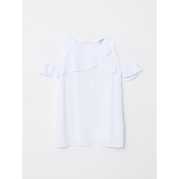 Bisiklet Yaka Basic Kısa Kollu Viskon Kız Çocuk Bluz Bisiklet Yaka Basic Kısa Kollu Viskon Kız Çocuk Bluz