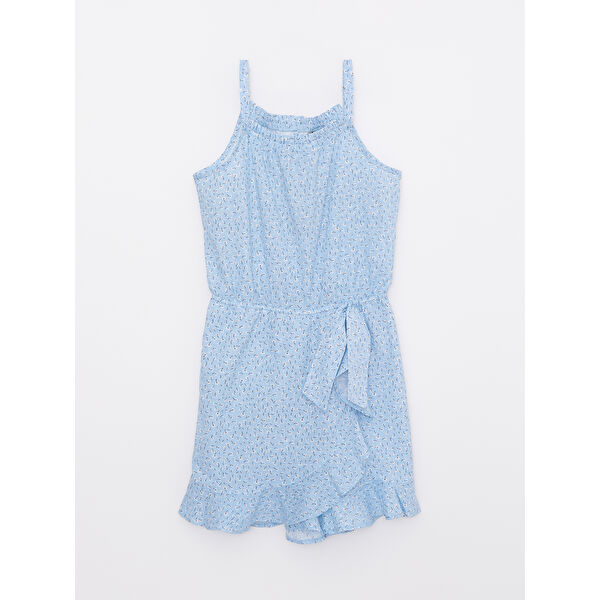 Bisiklet Yaka Desenli Askılı Kız Çocuk Tulum