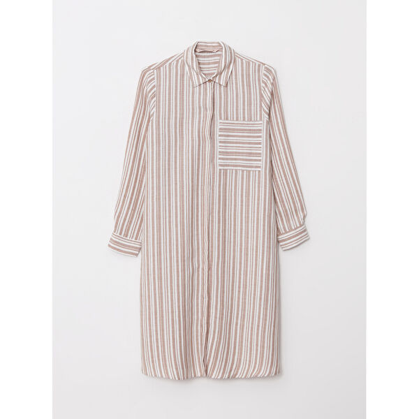 LCW GRACE Gömlek Yaka Çizgili Uzun Kollu Kadın Tunik