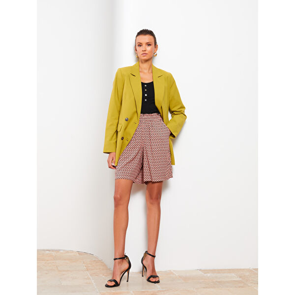 Beli Lastikli Desenli Viskon Kadın Şort