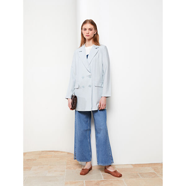 MODEST Önden Düğme Kapamalı Düz Uzun Kollu Kadın Ceket