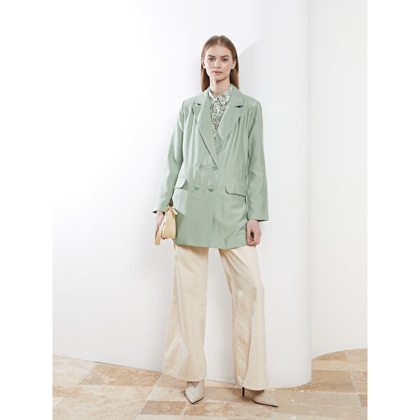 MODEST Önden Düğme Kapamalı Düz Uzun Kollu Kadın Ceket