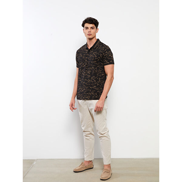 Polo Yaka Kısa Kollu Desenli Pike Erkek Tişört