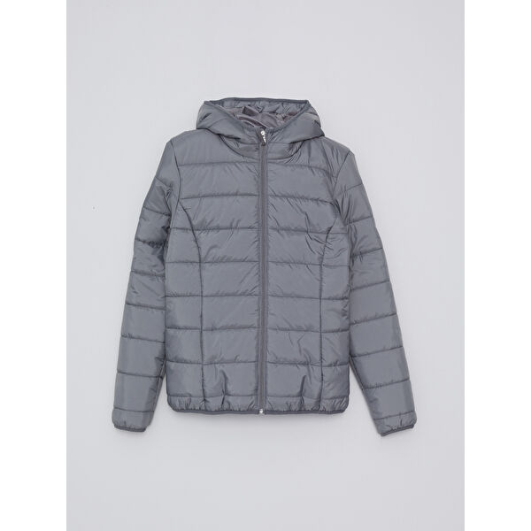 LCW CLASSIC Kapüşonlu Düz Uzun Kollu Kadın Şişme Mont