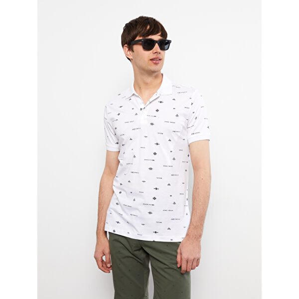 LCW CASUAL Polo Yaka Kısa Kollu Desenli Penye Erkek Tişört
