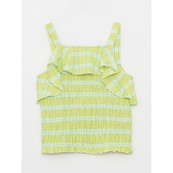 Kare Yaka Ekose Askılı Kız Çocuk Bluz Kare Yaka Ekose Askılı Kız Çocuk Bluz