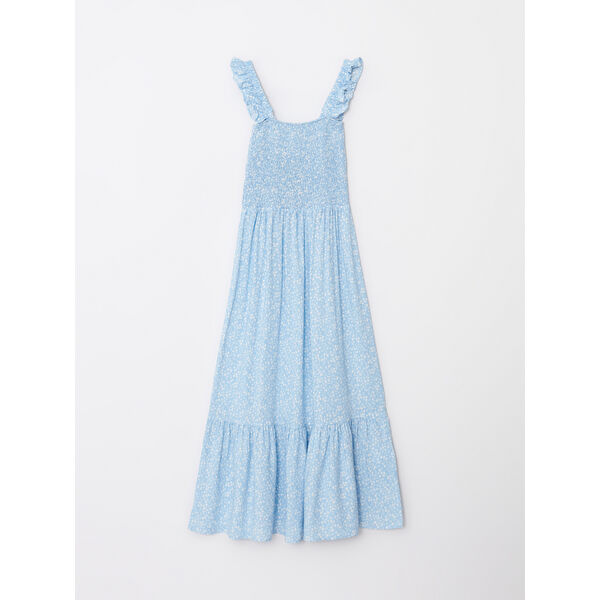 XSIDE U Yaka Desenli Kolsuz Viskon Kadın Elbise