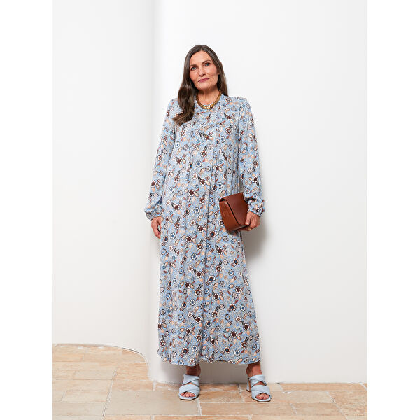LCW GRACE Bisiklet Yaka Çiçekli Uzun Kollu Viskon Kadın Elbise LCW GRACE Bisiklet Yaka Çiçekli Uzun Kollu Viskon Kadın Elbise