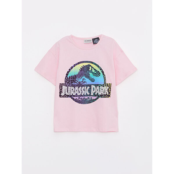 Bisiklet Yaka Jurassic World Baskılı Kısa Kollu Pamuklu Kız Çocuk Tişört Bisiklet Yaka Jurassic World Baskılı Kısa Kollu Pamuklu Kız Çocuk Tişört