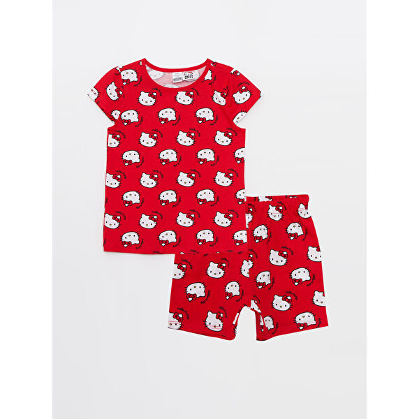 Bisiklet Yaka Kısa Kollu Hello Kitty Baskılı Pamuklu Kız Bebek Pijama Takımı 2'li Bisiklet Yaka Kısa Kollu Hello Kitty Baskılı Pamuklu Kız Bebek Pijama Takımı 2'li