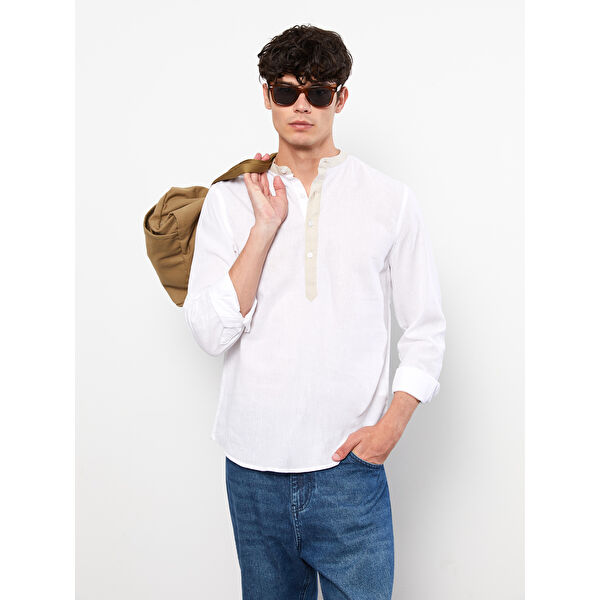 Slim Fit Hakim Yaka Uzun Kollu Erkek Gömlek