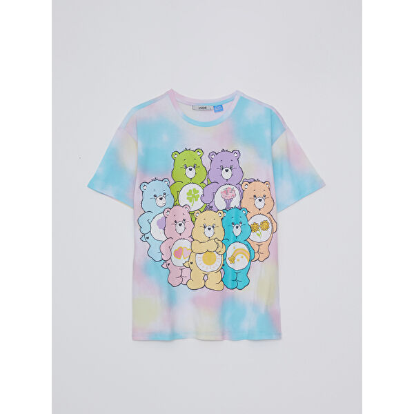 XSIDE Bisiklet Yaka Care Bears Baskılı Kısa Kollu Pamuklu Kadın Tişört