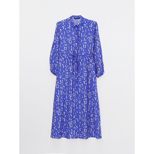 MODEST Gömlek Yaka Desenli Uzun Kollu Kadın Elbise