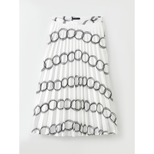 MODEST Rahat Kalıp Desenli Saten Kadın Pileli Etek