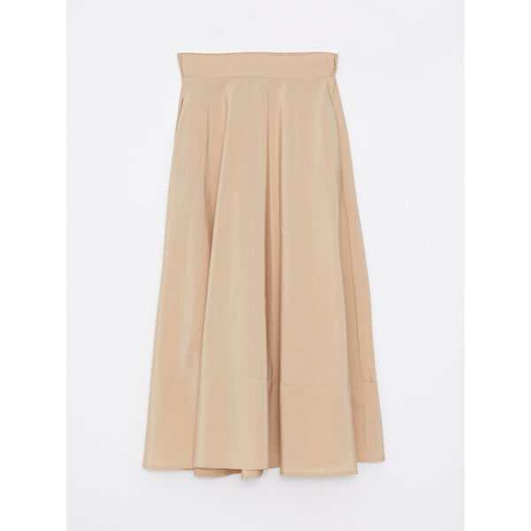 MODEST Beli Lastikli Düz Poplin Kadın Volanlı Etek