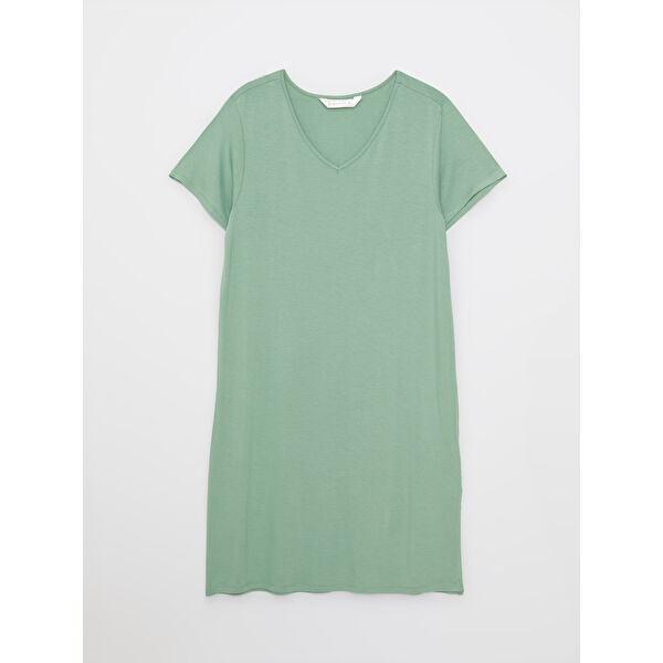 LCW DREAM V Yaka Düz Kısa Kollu Kadın Gecelik