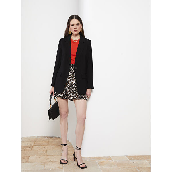 LCW VISION Önden Düğme Kapamalı Düz Uzun Kollu Gabardin Kadın Blazer Ceket