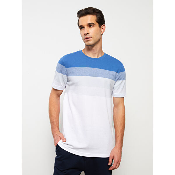 Bisiklet Yaka Kısa Kollu Renk Bloklu Penye Erkek Tişört