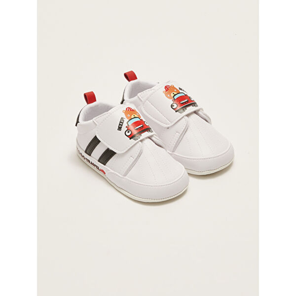 Pamuk Astarlı Baskılı Cırt Cırtlı Erkek Bebek Yürüme Öncesi Ev Ayakkabısı
