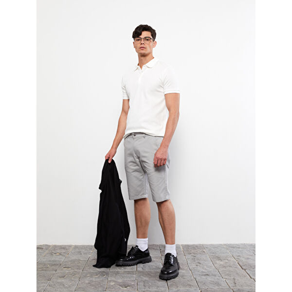 Slim Fit Gabardin Erkek Şort