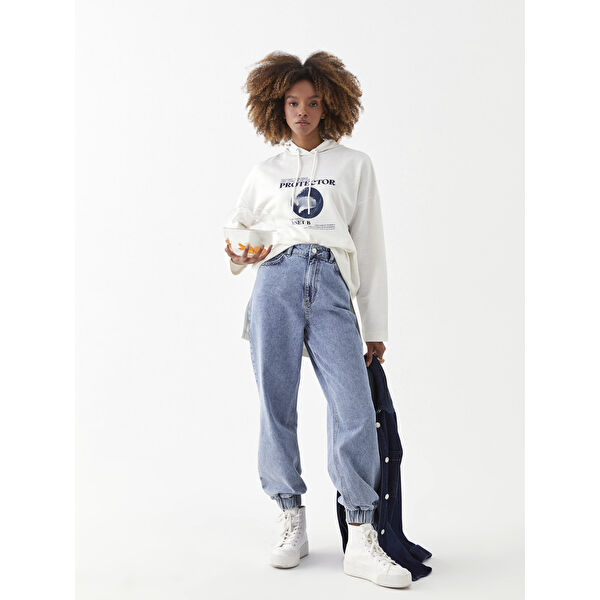 MODEST Standart Fit Düz Cep Detaylı Kadın Jogger Rodeo Jean Pantolon