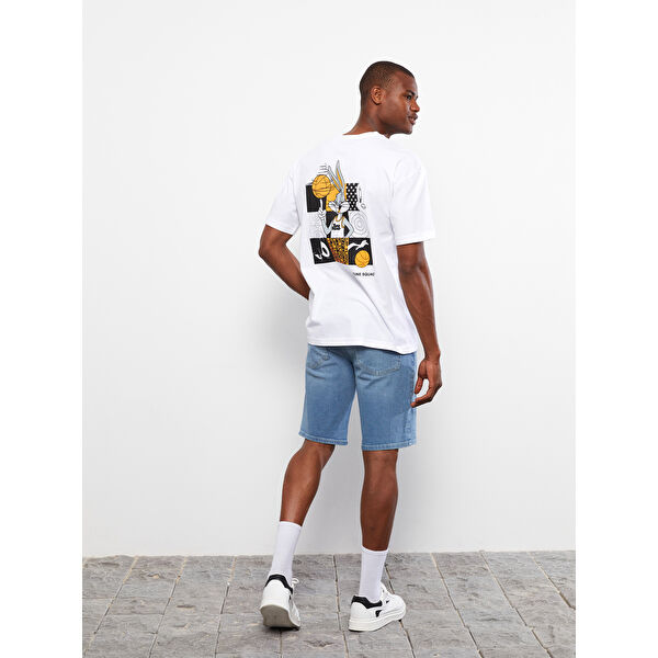 XSIDE Oversize Bisiklet Yaka Kısa Kollu Space Jam Baskılı Penye Erkek Tişört