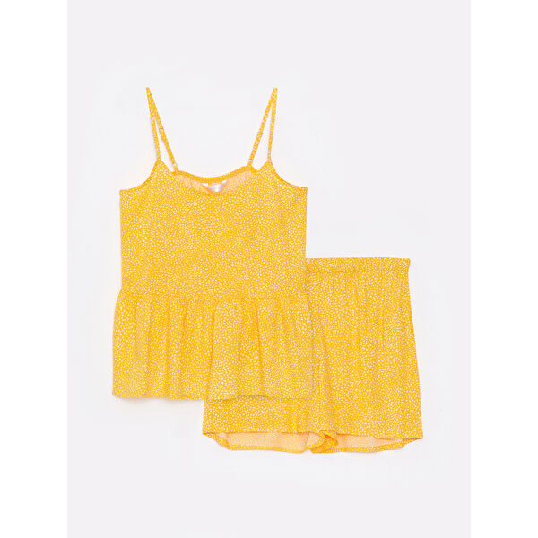 LCW DREAM U Yaka Desenli Askılı Viskon Kadın Pijama Takımı
