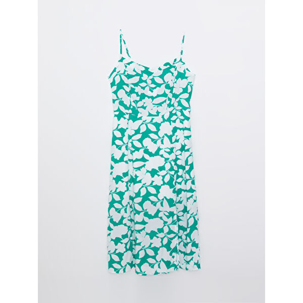 LCW CASUAL Kalp Yaka Desenli Askılı Kadın Elbise