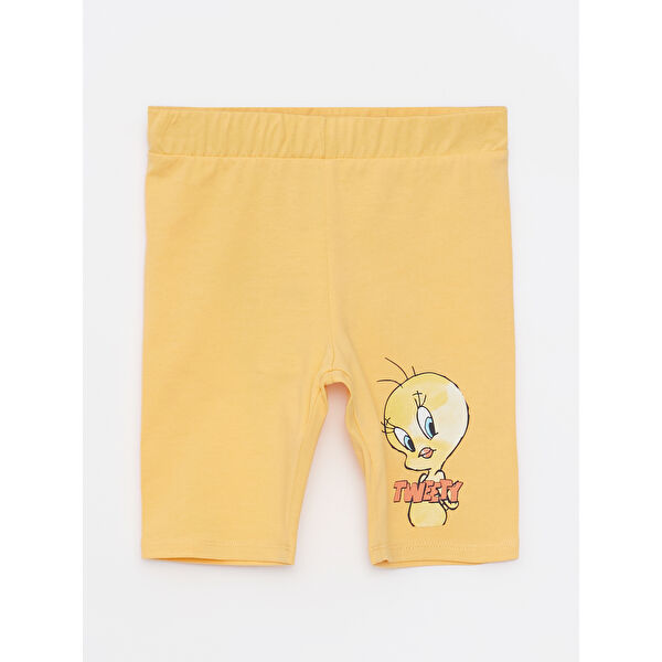 Beli Lastikli Tweety Baskılı Pamuklu Kız Çocuk Kısa Tayt Beli Lastikli Tweety Baskılı Pamuklu Kız Çocuk Kısa Tayt
