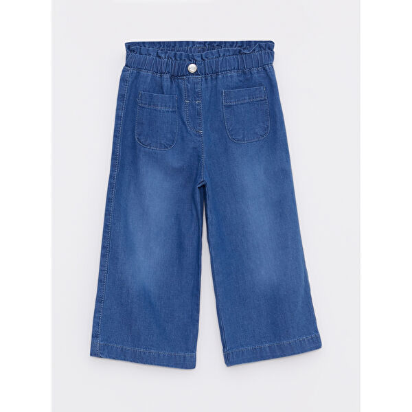 Beli Lastikli Basic Pamuklu Kız Bebek Jean Pantolon