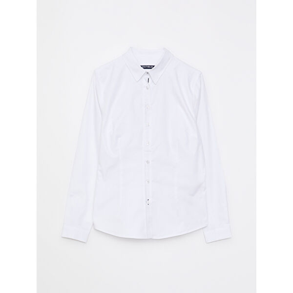 SOUTHBLUE Önden Düğme Kapamalı Düz Uzun Kollu Oxford Kadın Gömlek