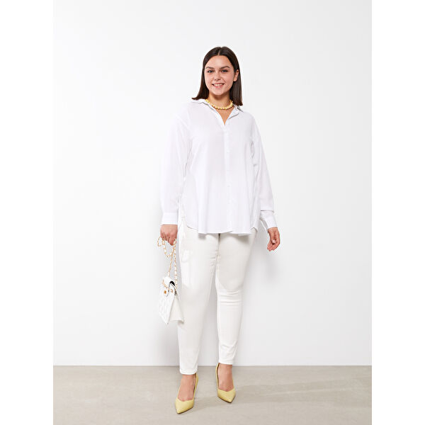 Büyük Beden Standart Fit Düz Cep Detaylı Kadın Rodeo Jean Pantolon