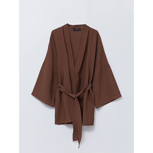 LCW VISION Şal Yaka Düz Beli Kuşaklı Uzun Kollu Kadın Kimono