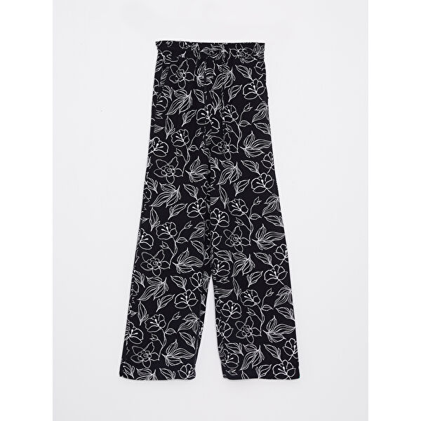 MODEST Beli Lastikli Standart Fit Desenli Viskon Kadın Pantolon MODEST Beli Lastikli Standart Fit Desenli Viskon Kadın Pantolon