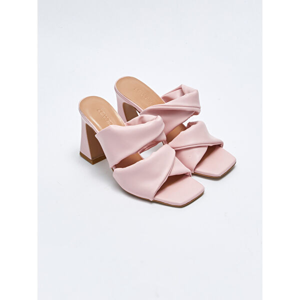 Çift Bantlı Kadın Topuklu Terlik