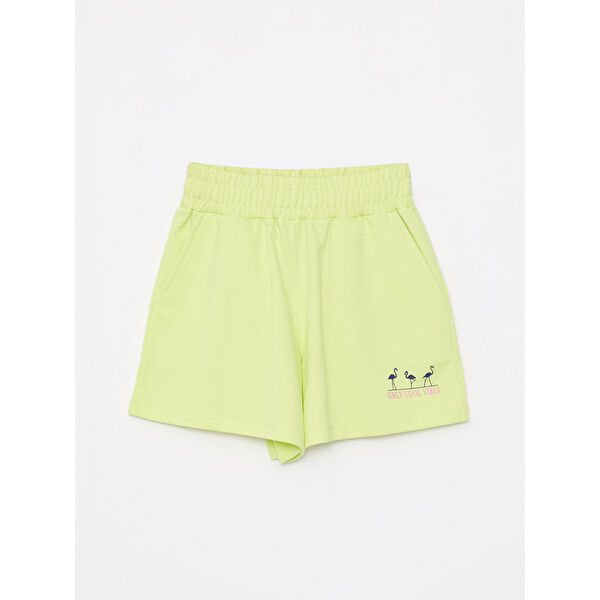 Beli Lastikli Baskılı Kadın Şort