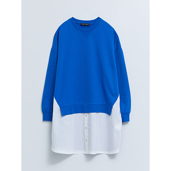 MODEST Bisiklet Yaka Renk Bloklu Uzun Kollu Kadın Tunik