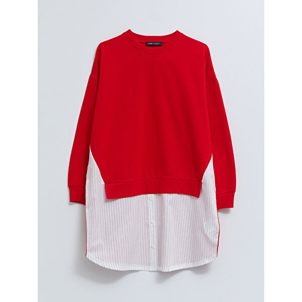 MODEST Bisiklet Yaka Renk Bloklu Uzun Kollu Kadın Tunik