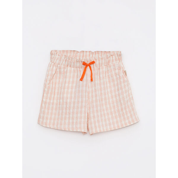 Beli Lastikli Ekose Kız Çocuk Şort