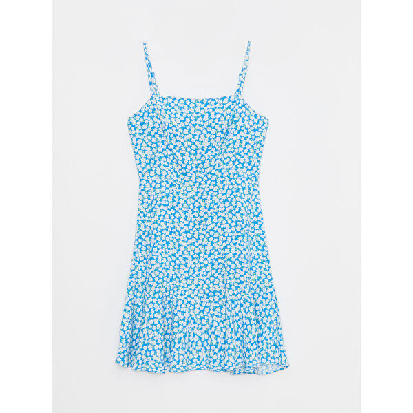 LCW CASUAL Kare Yaka Çiçekli Askılı Viskon Kadın Elbise