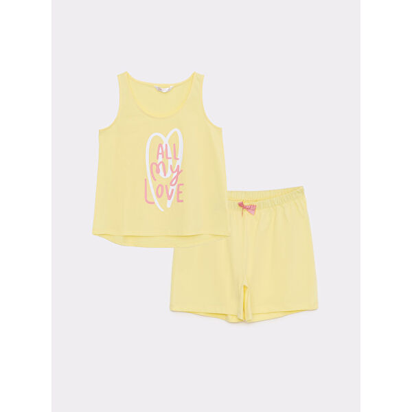 LCW DREAM Bisiklet Yaka Baskılı Askılı Kadın Pamuklu Pijama Takımı