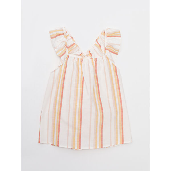 Kayık Yaka Çizgili Pamuklu Kız Çocuk Bluz