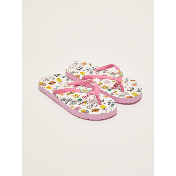 Baskılı Kız Çocuk Parmak Arası Plaj Terliği