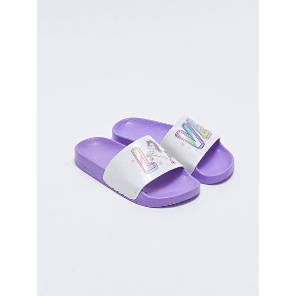 Tek Bantlı Baskılı Kız Çocuk Terlik