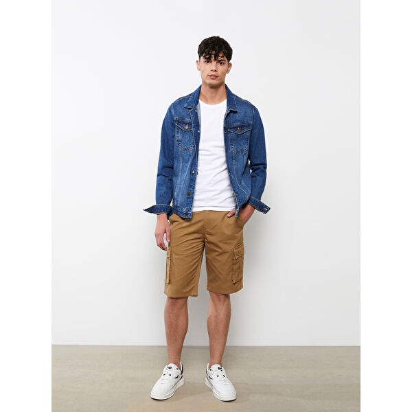 Standart Kalıp Gabardin Erkek Kargo Şort Standart Kalıp Gabardin Erkek Kargo Şort