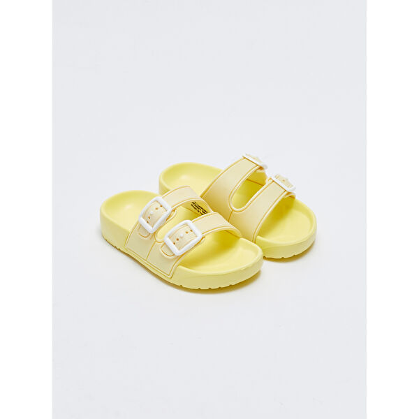 Çift Bantlı Toka Detaylı Kız Bebek Plaj Terliği