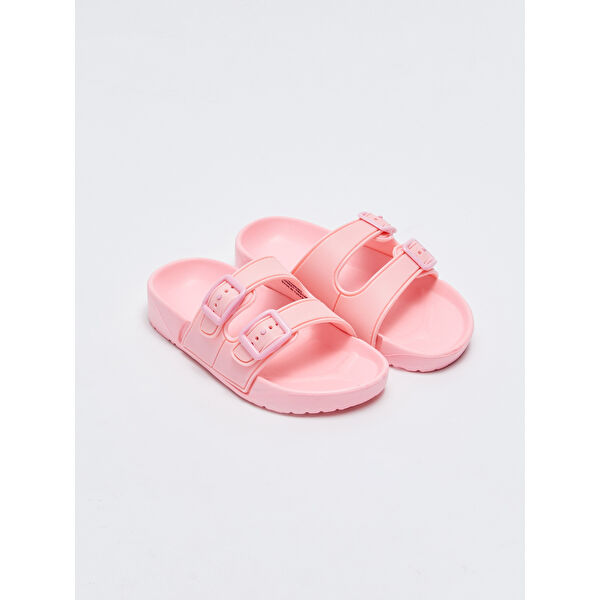 Çift Bantlı Toka Detaylı Kız Bebek Plaj Terliği