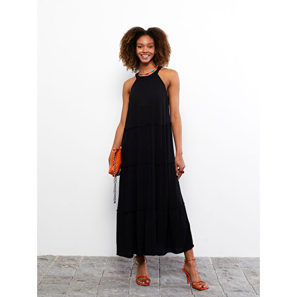 LCW CASUAL Halter Yaka Düz Kolsuz Krinkle Kumaş Kadın Elbise LCW CASUAL Halter Yaka Düz Kolsuz Krinkle Kumaş Kadın Elbise