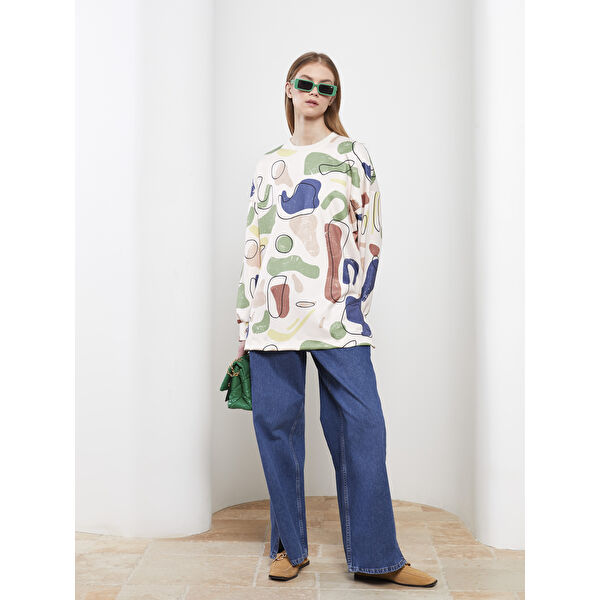 MODEST Bisiklet Yaka Desenli Uzun Kollu Skuba Kadın Tunik MODEST Bisiklet Yaka Desenli Uzun Kollu Skuba Kadın Tunik