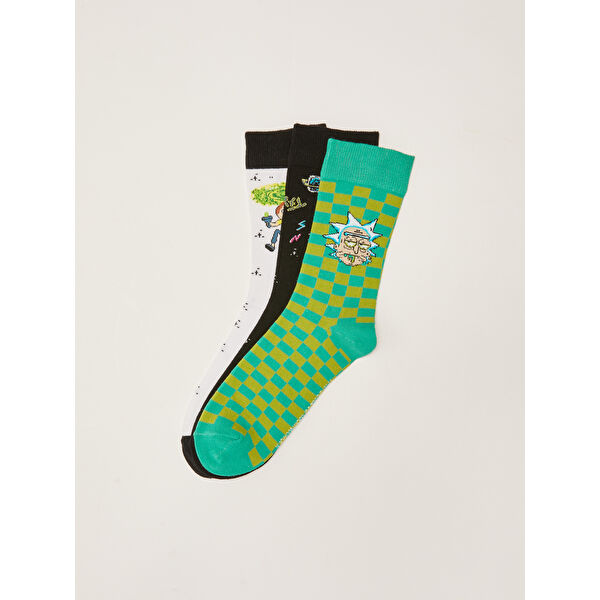 Rick and Morty Baskılı Erkek Soket Çorap 3'lü